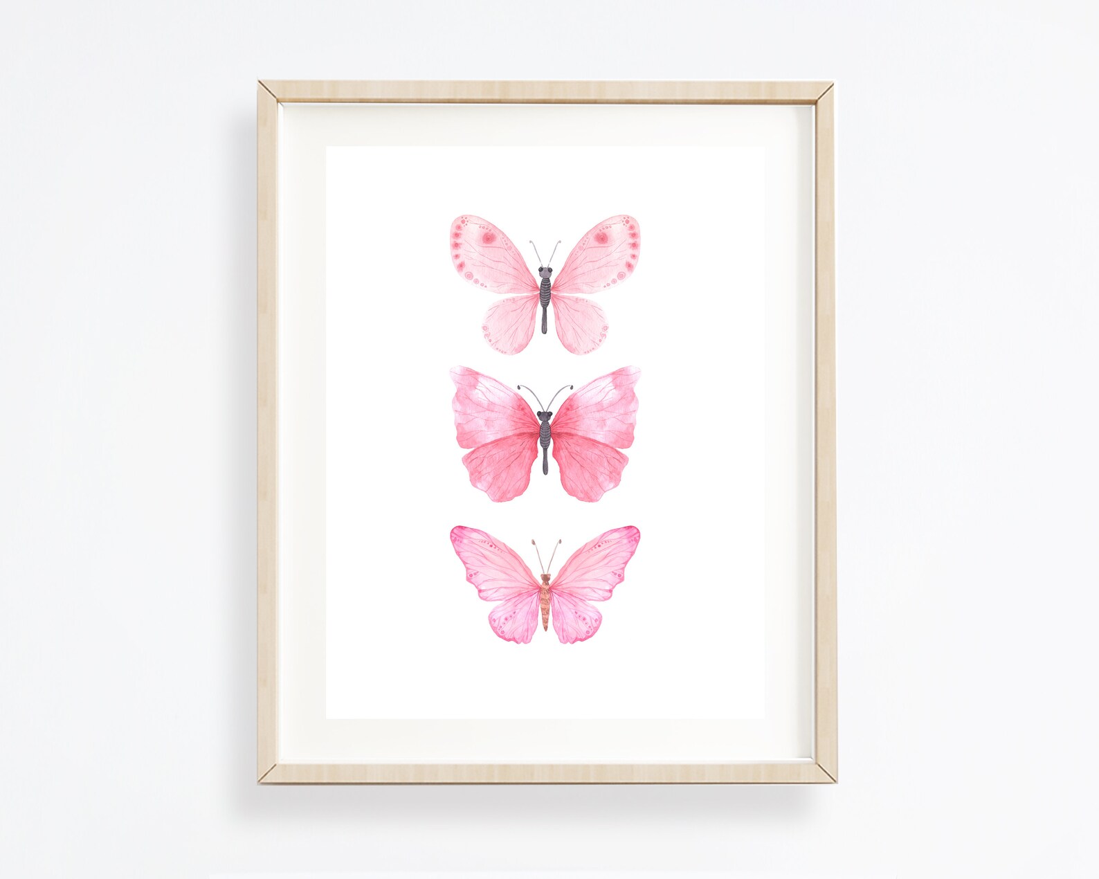 Girls Bedroom Wall Art - Pink Butterfly Print - Butterfly Prints Wall ...