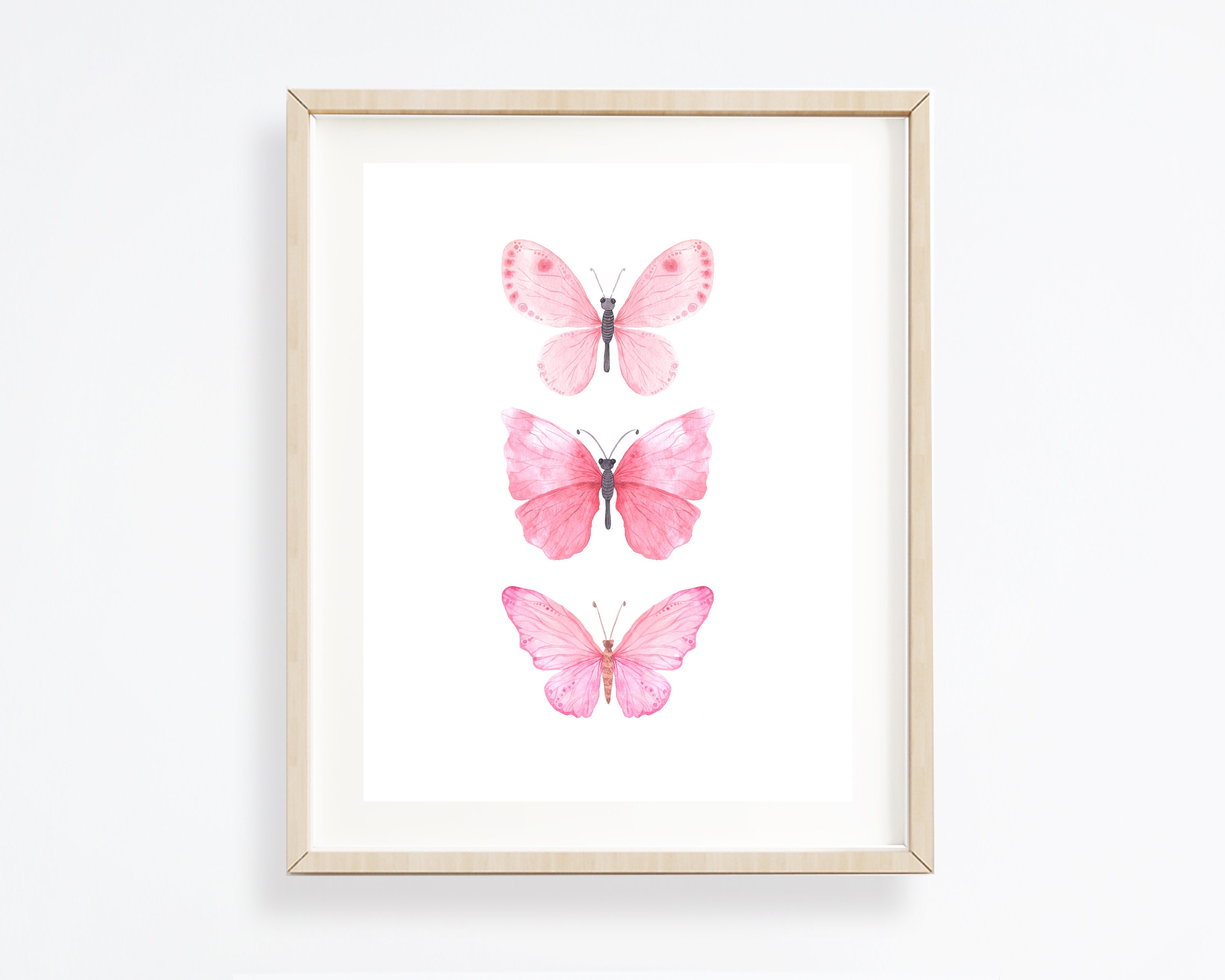 Girls Bedroom Wall Art - Pink Butterfly Print - Butterfly Prints Wall ...