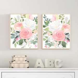 Farmhouse Nursery Decor - Blush Pink Florals - Pink Flowers - Farmhouse ...