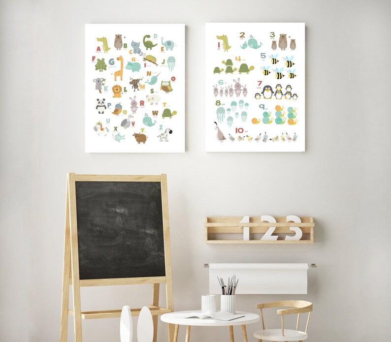 Alphabet and Numbers Wall Art ABC Print Numbers Poster | Etsy