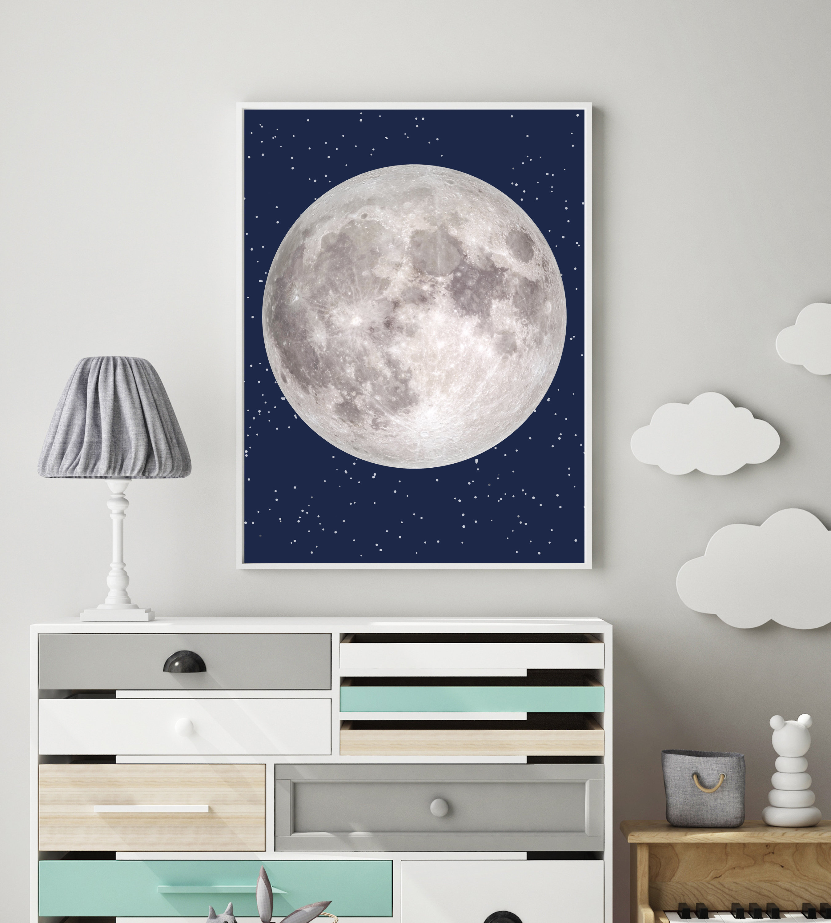 Moon Print Wall Art Moon Poster Full Moon Art Print Luna | Etsy