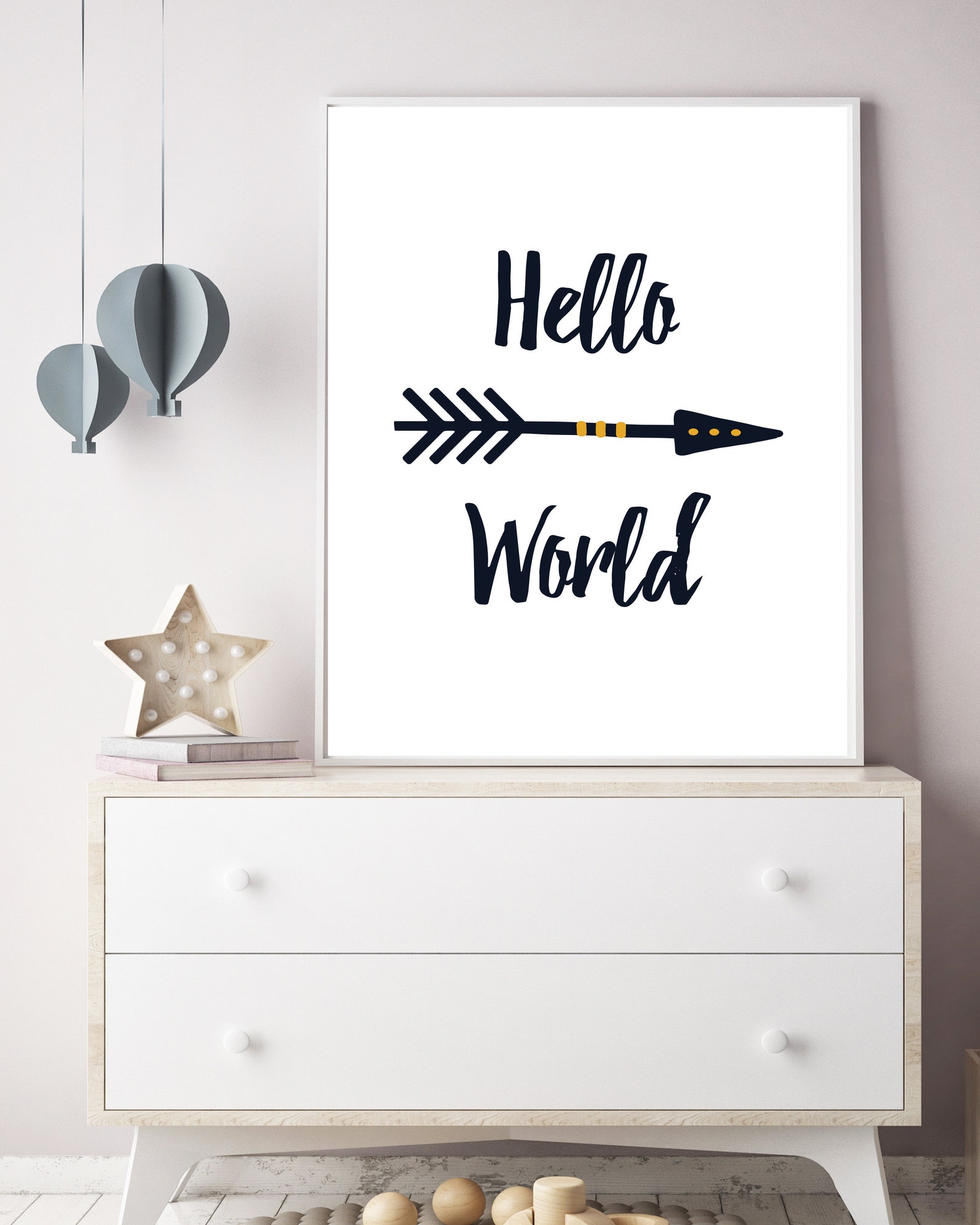 Hello World Wall Art Print Baby nursery wall art print | Etsy