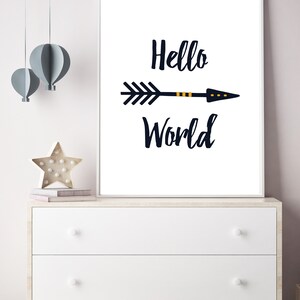 Hello World Wall Art Print, Baby Nursery Wall Art Print, Printable Baby ...
