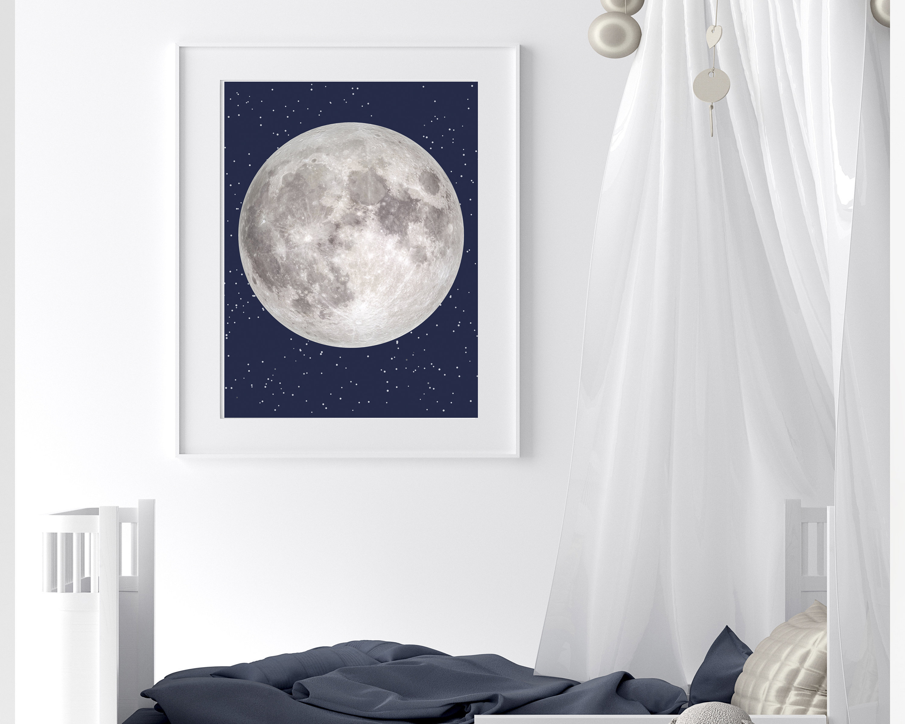 Moon Print Wall Art Moon Poster Full Moon Art Print Luna | Etsy