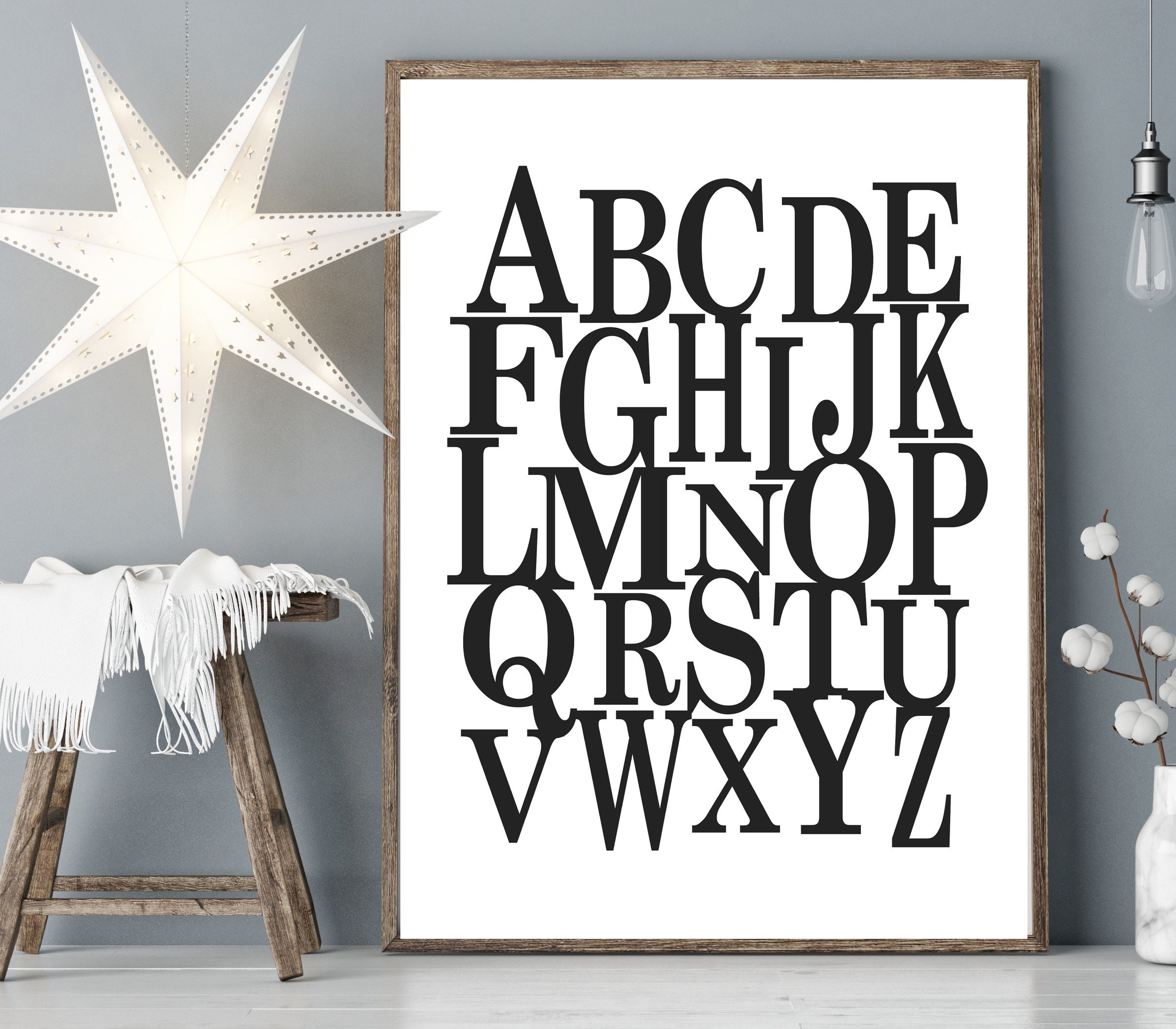 Black and White Alphabet Print Abc Poster Black and White | Etsy