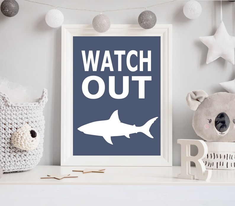 Shark Print - Shark Poster - Shark Art Print - Shark Art for Kids ...