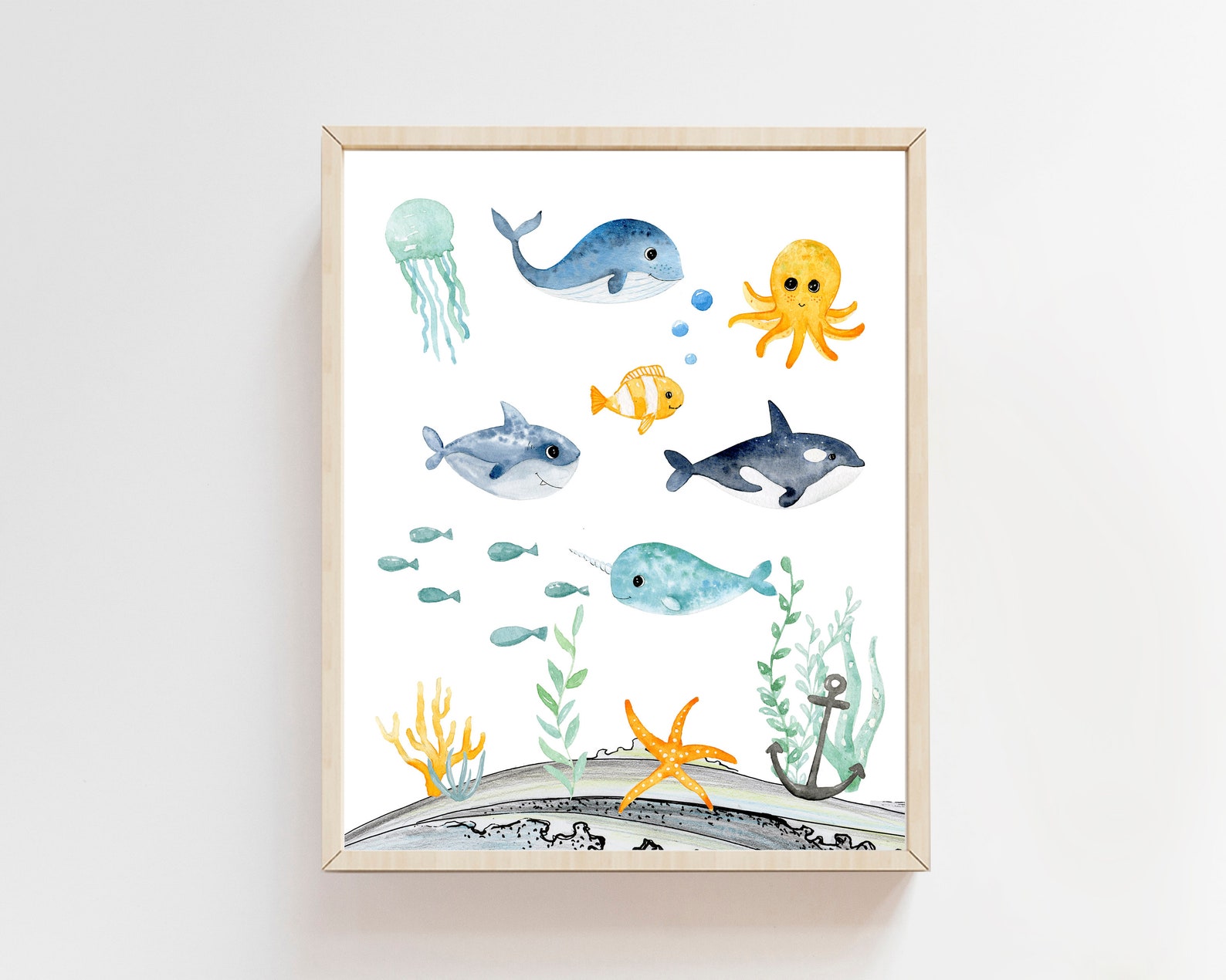 Sea Animals Wall Art - Ocean Printable - Boys Bedroom Print - Nautical ...