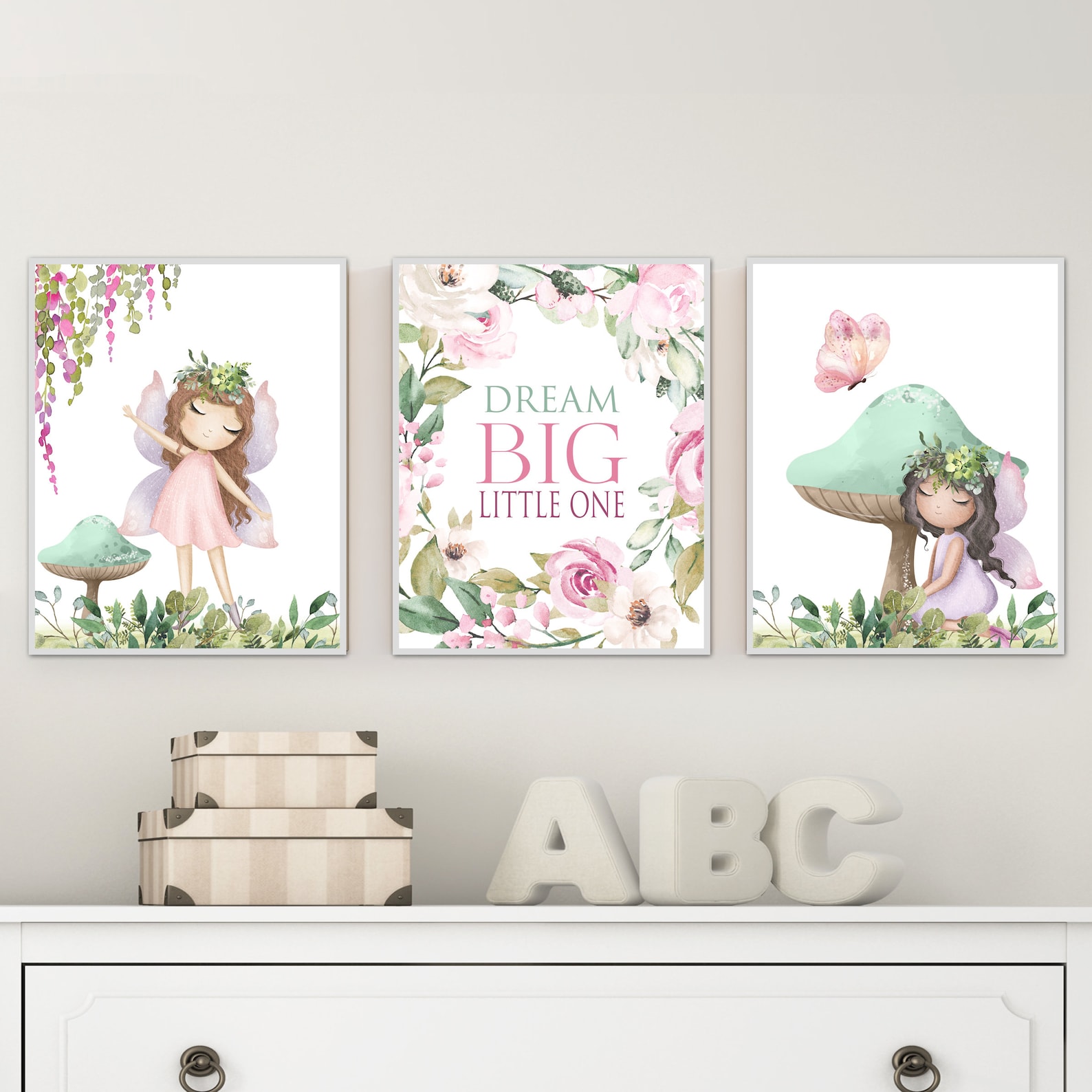 Fairy Wall Art - Fairy Nursery Decor - Fairy Art Print Set - Enchanted ...