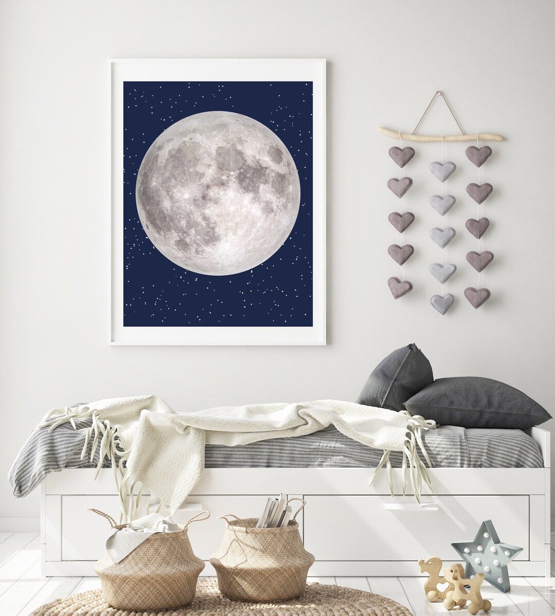 Moon Print Wall Art Moon Poster Full Moon Art Print Luna Poster Moon ...