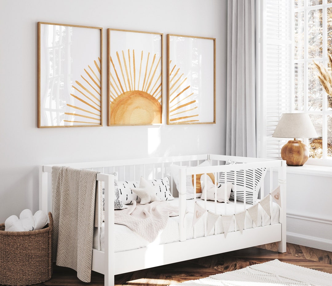 Sunshine Nursery Decor, Set of 3 Sun Prints, Watercolor Sun Prints ...
