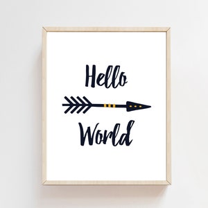 Hello World Wall Art Print, Baby Nursery Wall Art Print, Printable Baby ...