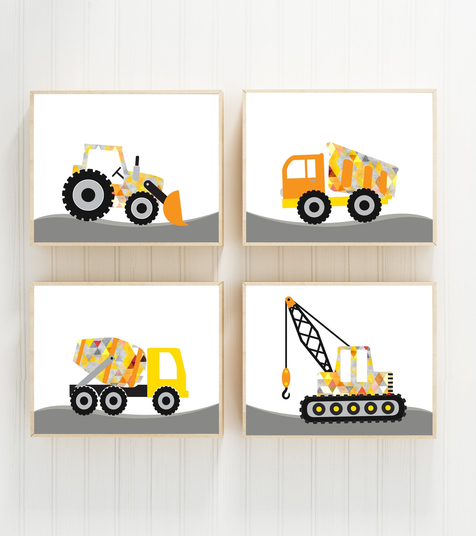 Truck Art Print - Construction Truck Wall Decor - Prints for Boys Room ...