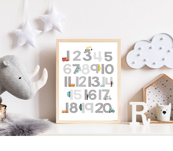 123 Printable Car Numbers Print Car Nursery Prints Boys - Etsy
