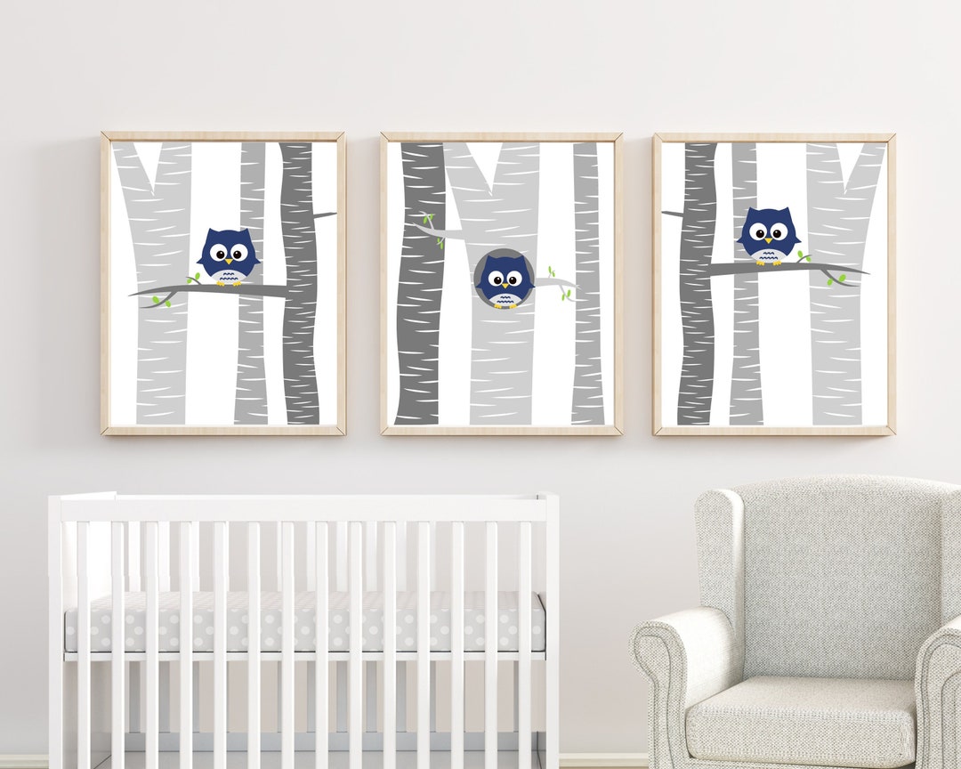 Baby Boy Owl Nursery Wall Art Print. Baby Boy Owls in a Tree. Suits ...