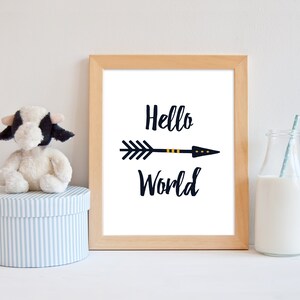 Hello World Wall Art Print, Baby Nursery Wall Art Print, Printable Baby ...
