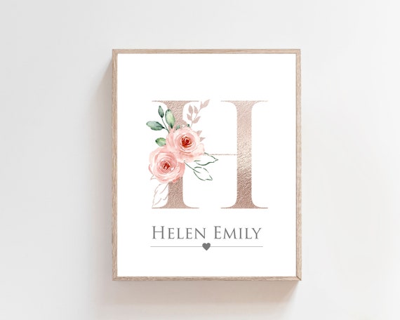 Personalised Name Print Custom Name Print Blush Pink Wall - Etsy