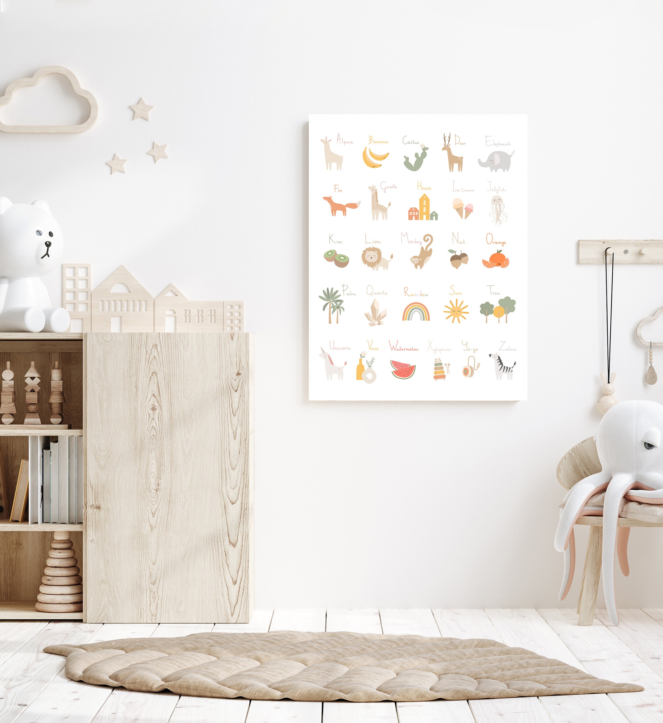 Playroom Alphabet Alphabet print Boho Alphabet poster | Etsy