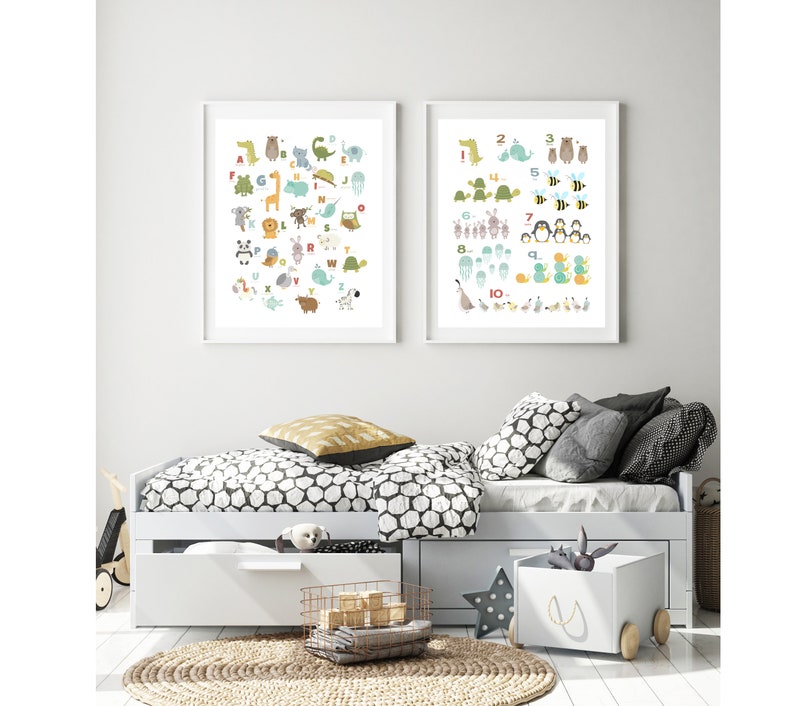 Alphabet and Numbers Wall Art ABC Print Numbers Poster | Etsy