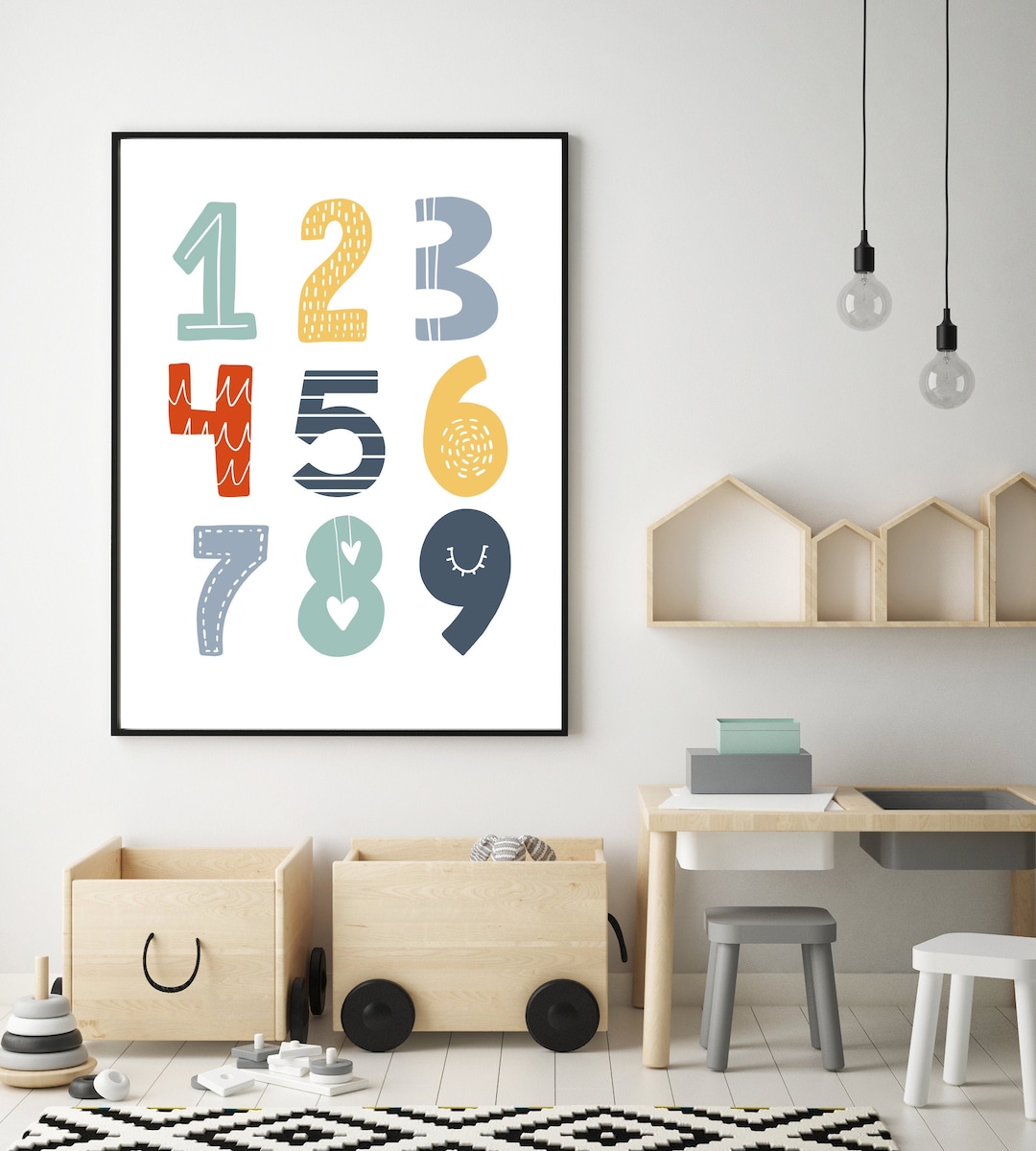 Number Prints - Number Poster - Prints for Boys Room - 123 Poster ...