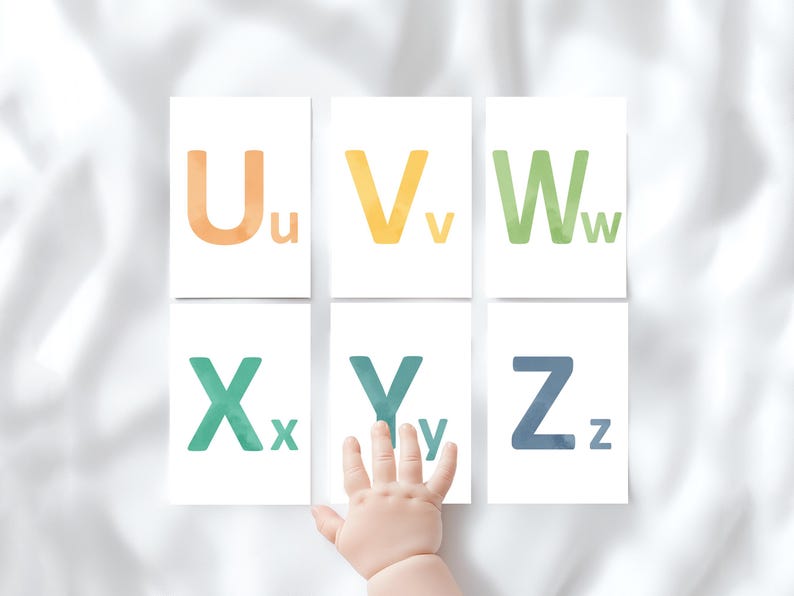 Printable Alphabet Flashcards for Toddlers – Watercolor ABC Wall Art ...