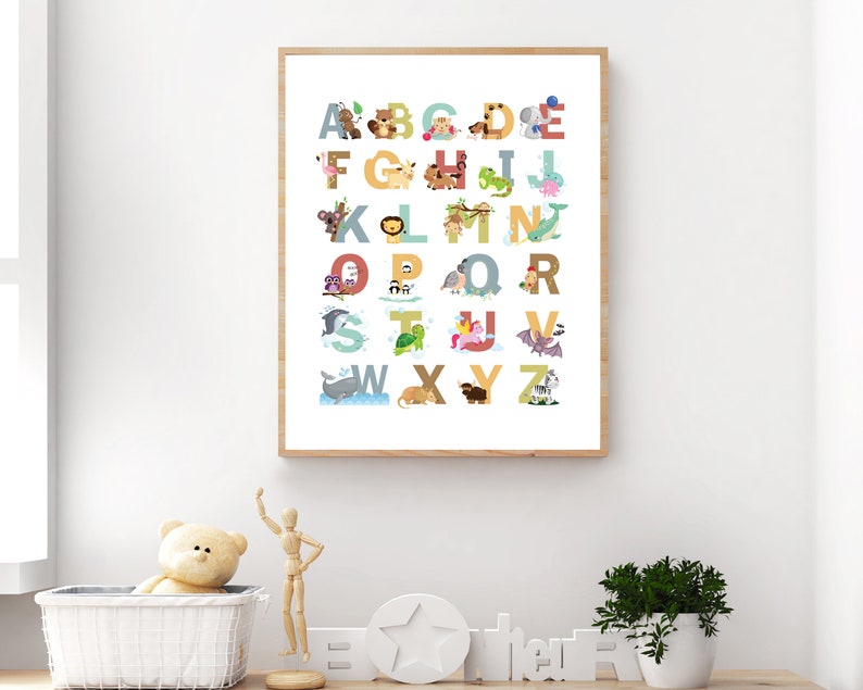 ABC Print Alphabet Poster Alphabet Wall Art Playroom - Etsy