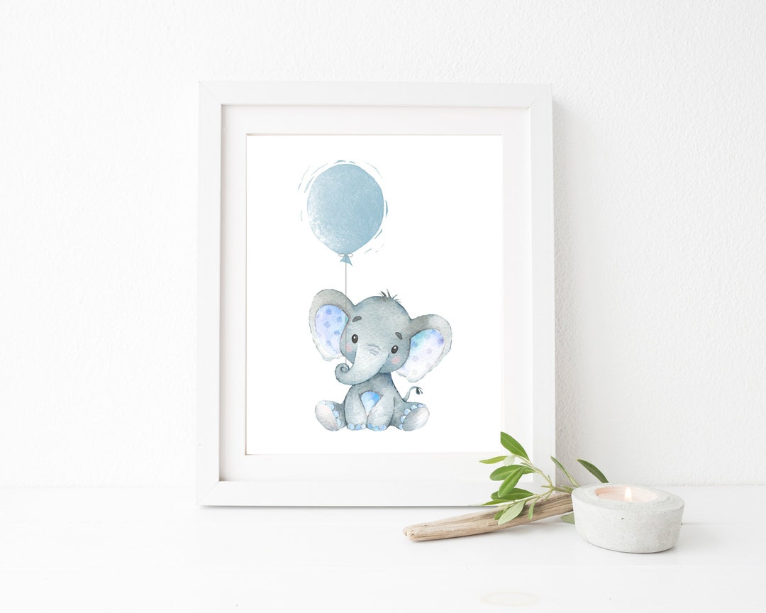 Elephant Nursery Wall Art, Baby Boys Decor Print, Boys Jungle ...