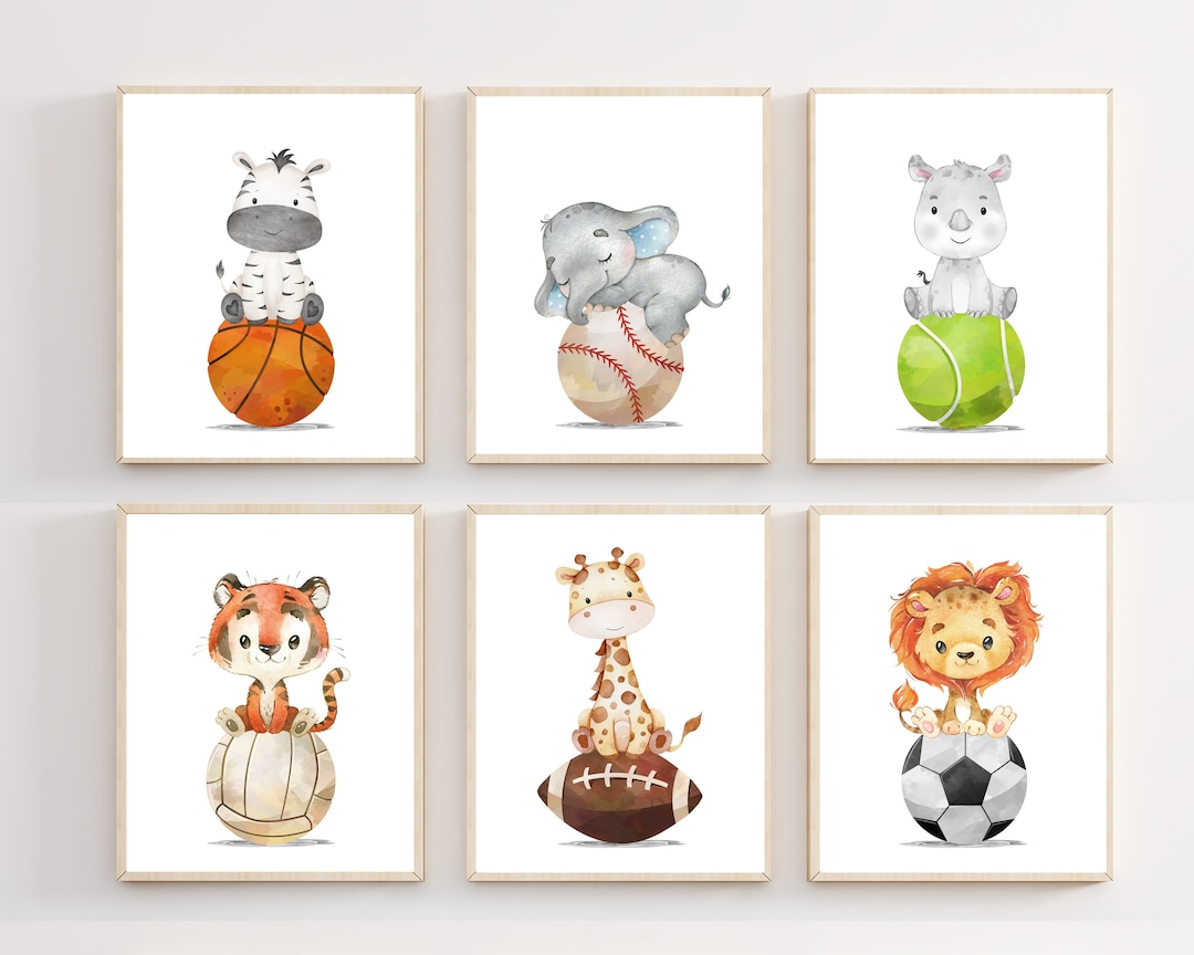 Animal Sports Nursery - Nursery Sports Decor - Animal Sports Print ...