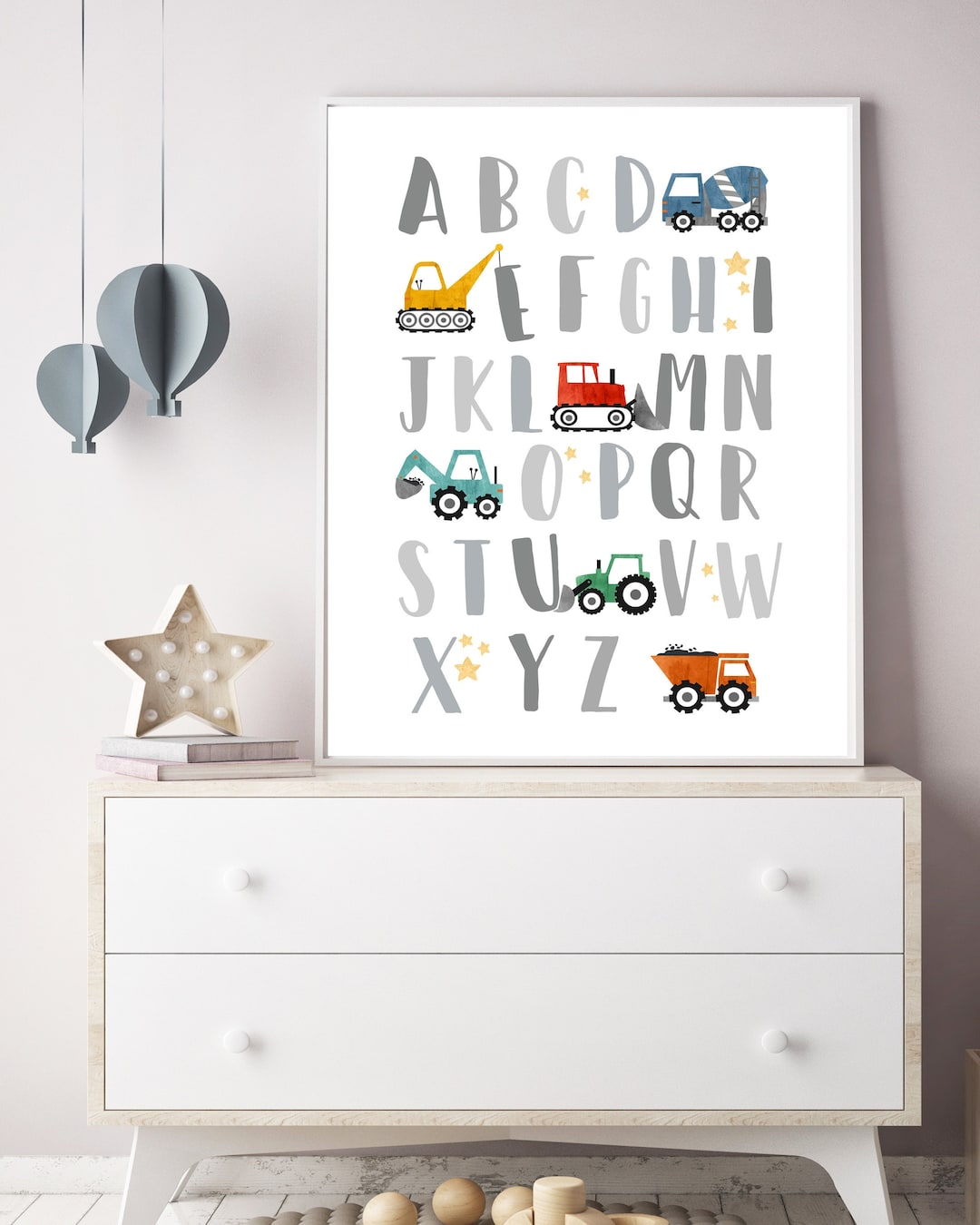 Truck Alphabet - Construction Truck Art Prints - Baby Boy Nursery ...