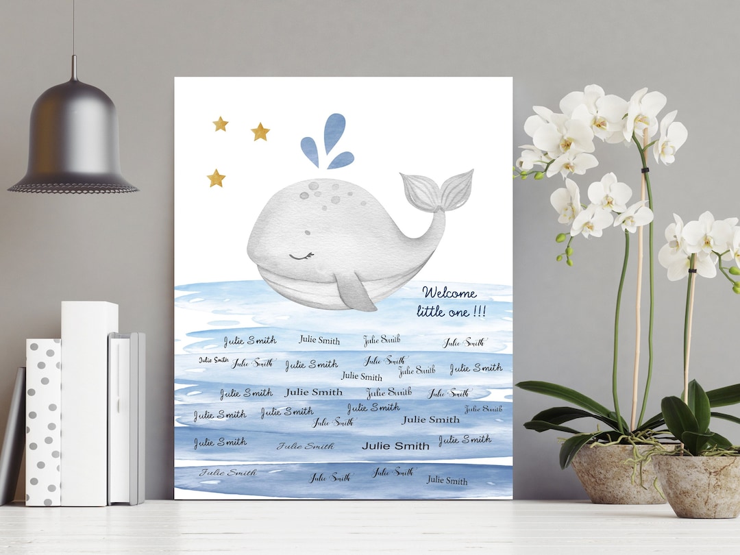 Ocean Animal Guest Book, Ocean Whale, Baby Shower Book, Baby Shower ...