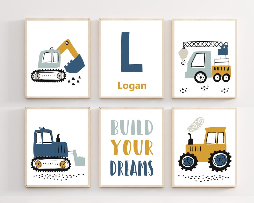Personalized Transport Nursery Prints, Customized Name Printable Wall ...