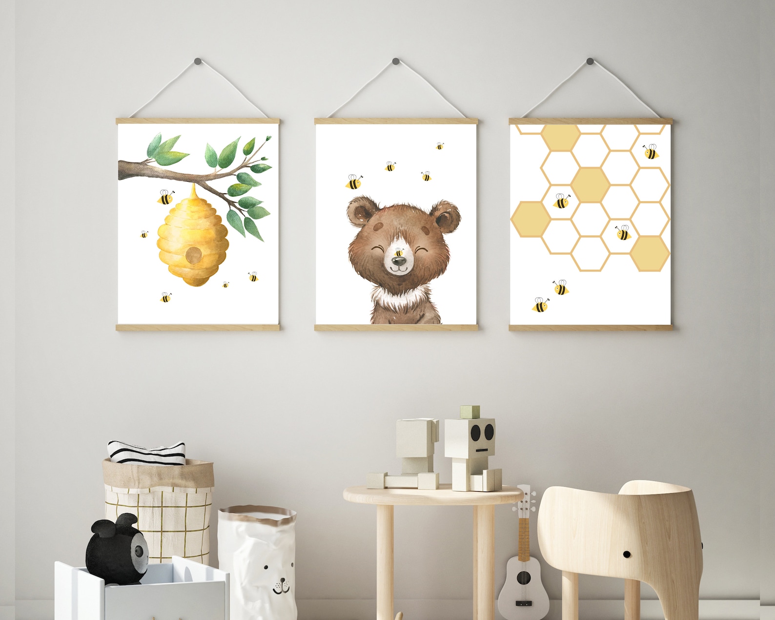 Bumble Bee Nursery Decor Honey Bear Print Baby Boy Bee | Etsy