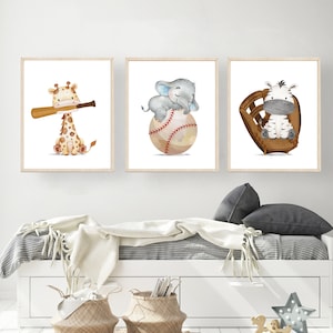 Baby Sports Animals - Baseball Nursery Decor - Baby Boy Sports Nursery ...