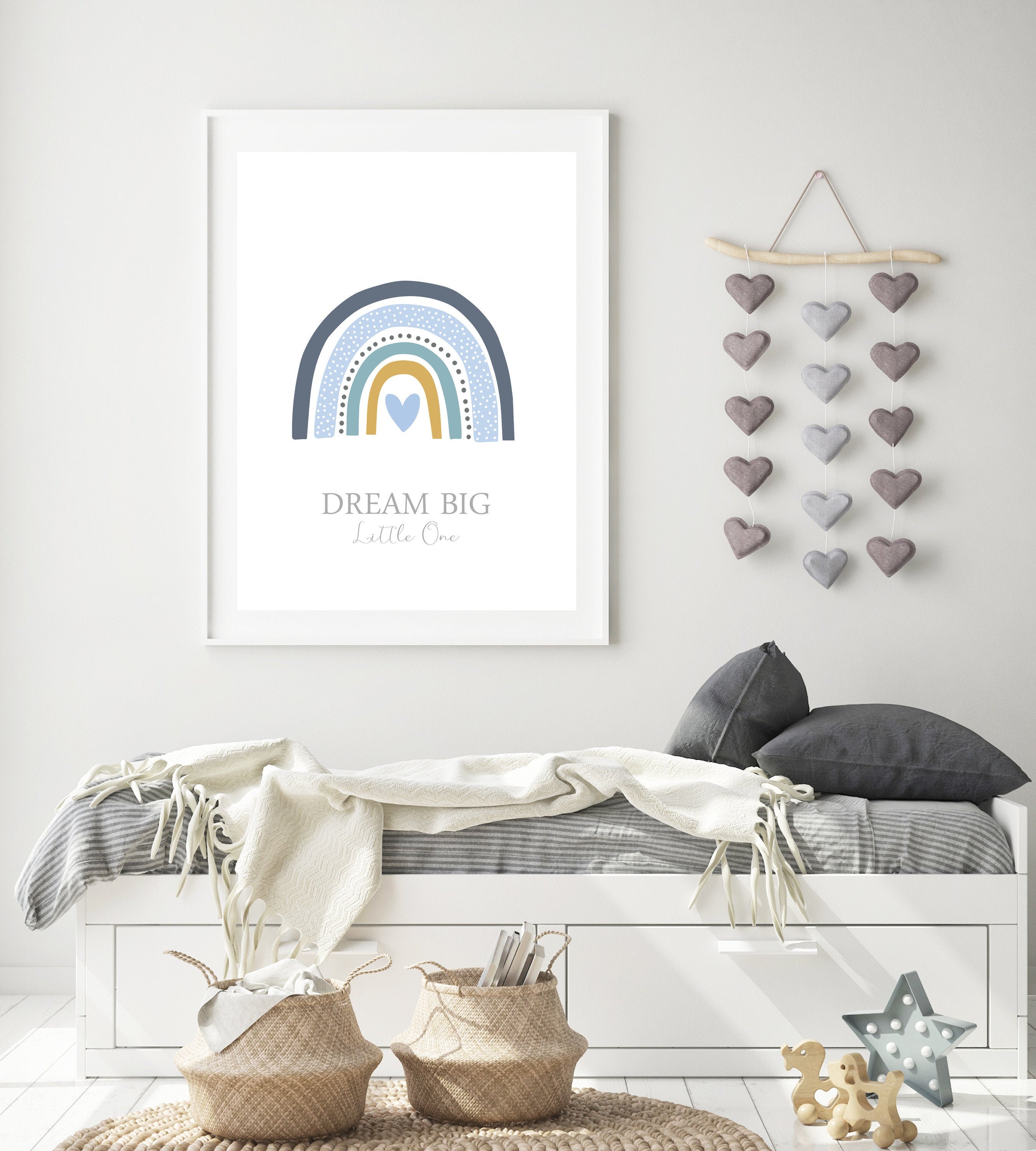 Baby Boy Rainbow Printable - Blue Rainbow Print - Baby Boy Nursery ...