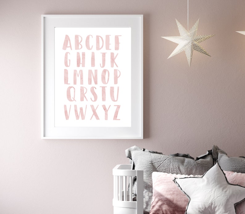 Alphabet Poster - Alphabet for Nursery - Alphabet Print - Pink Nursery ...