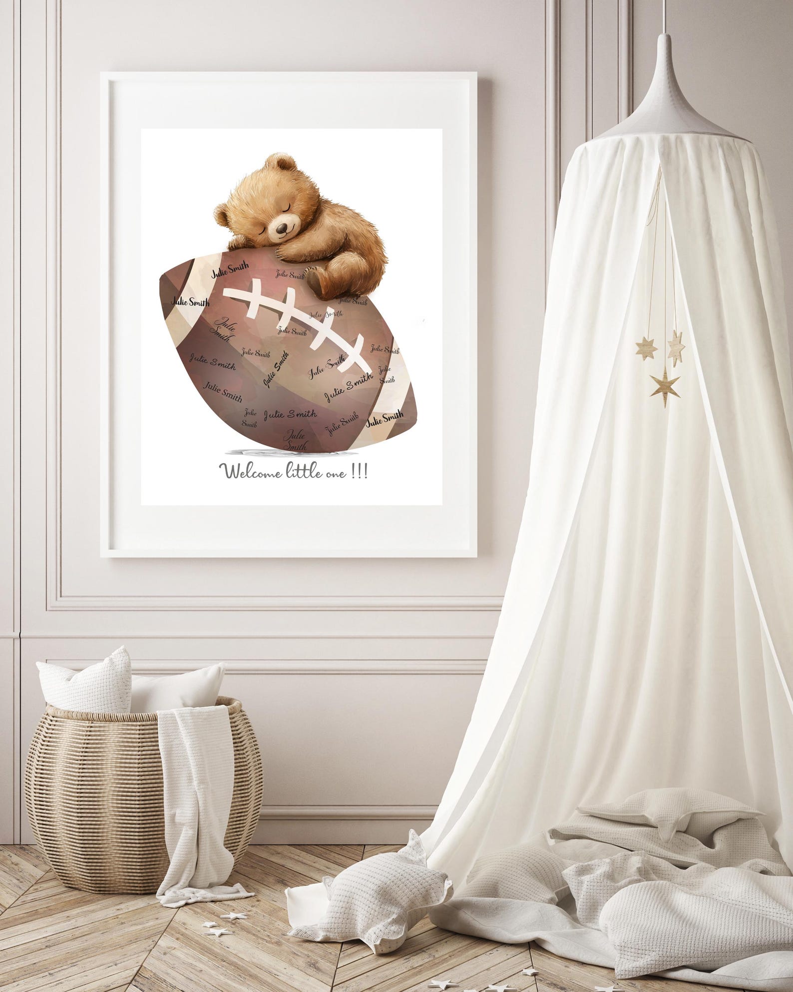 Teddy Bear Guest Book - Football Baby Shower - Football Guestbook ...