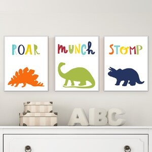 Dinosaur Print Set - Boys Nursery Decor - Dinosaur Wall Art - Boys ...