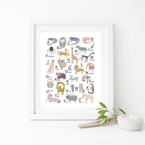 Rainbow Animal Alphabet Print, Animal Alphabet Art, Printable Wall Art ...