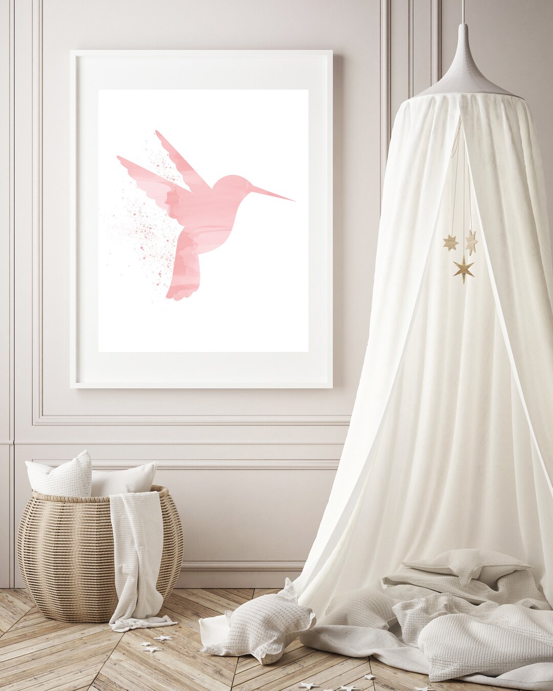 Pink Hummingbird Art Print - Watercolor Hummingbird Print - Girls ...
