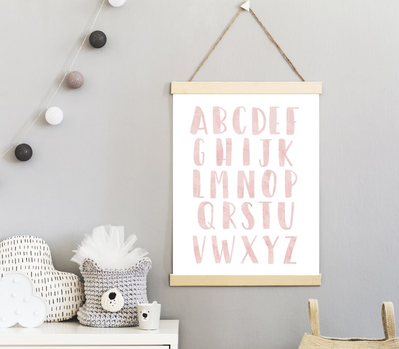 Alphabet Poster - Alphabet for Nursery - Alphabet Print - Pink Nursery ...