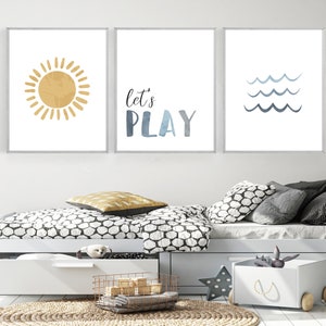 Beach Nursery Decor - Wave Wall Art - Sun Nursery Print - Coastal ...