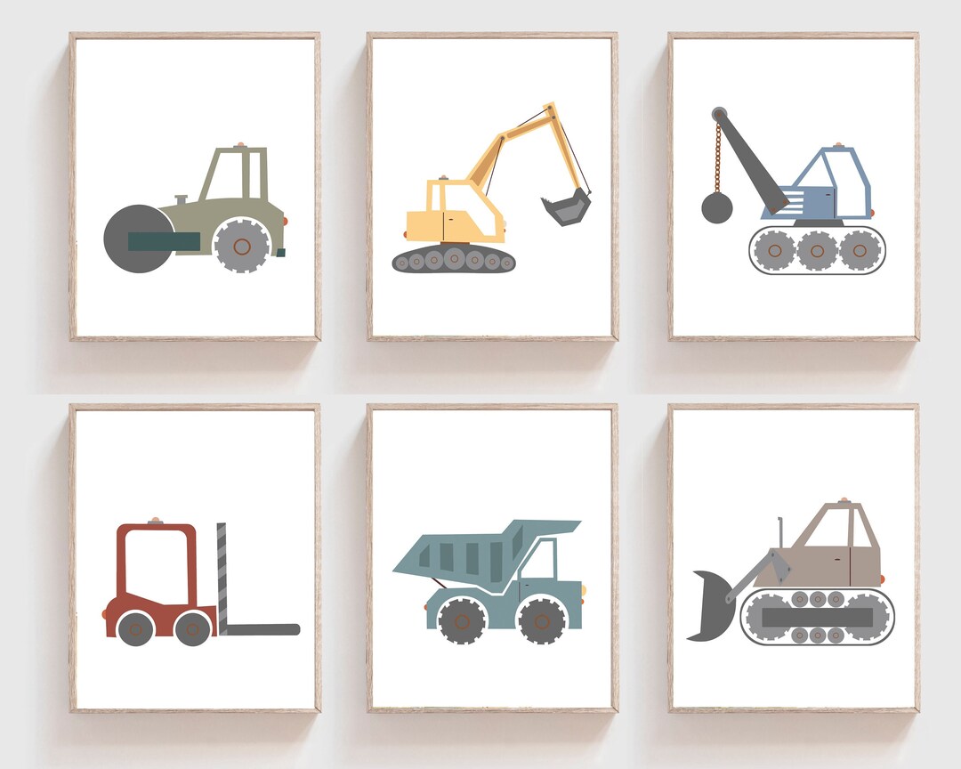 Construction Prints Boys Room - Construction Wall Art - Toddler Boy ...