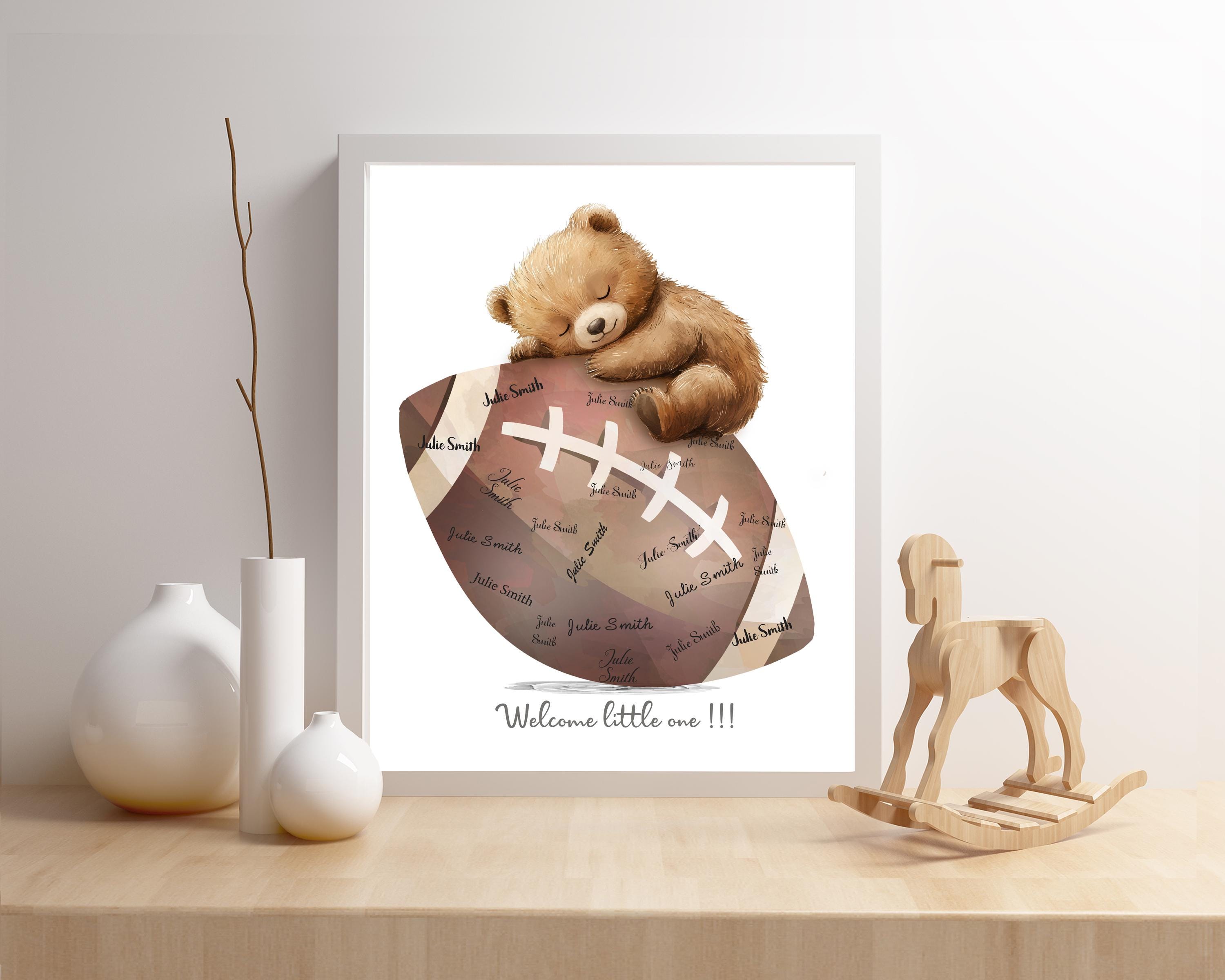 Teddy Bear Guest Book - Football Baby Shower - Football Guestbook ...