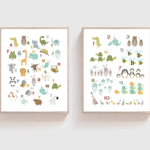 Alphabet and Numbers Wall Art - ABC Print - Numbers Poster - Playroom ...