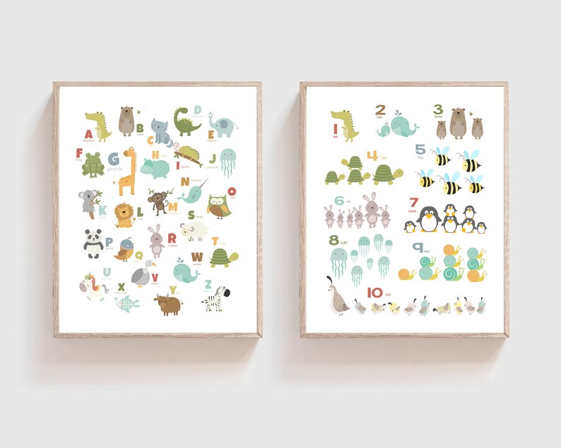 Alphabet and Numbers Wall Art - ABC Print - Numbers Poster - Playroom ...