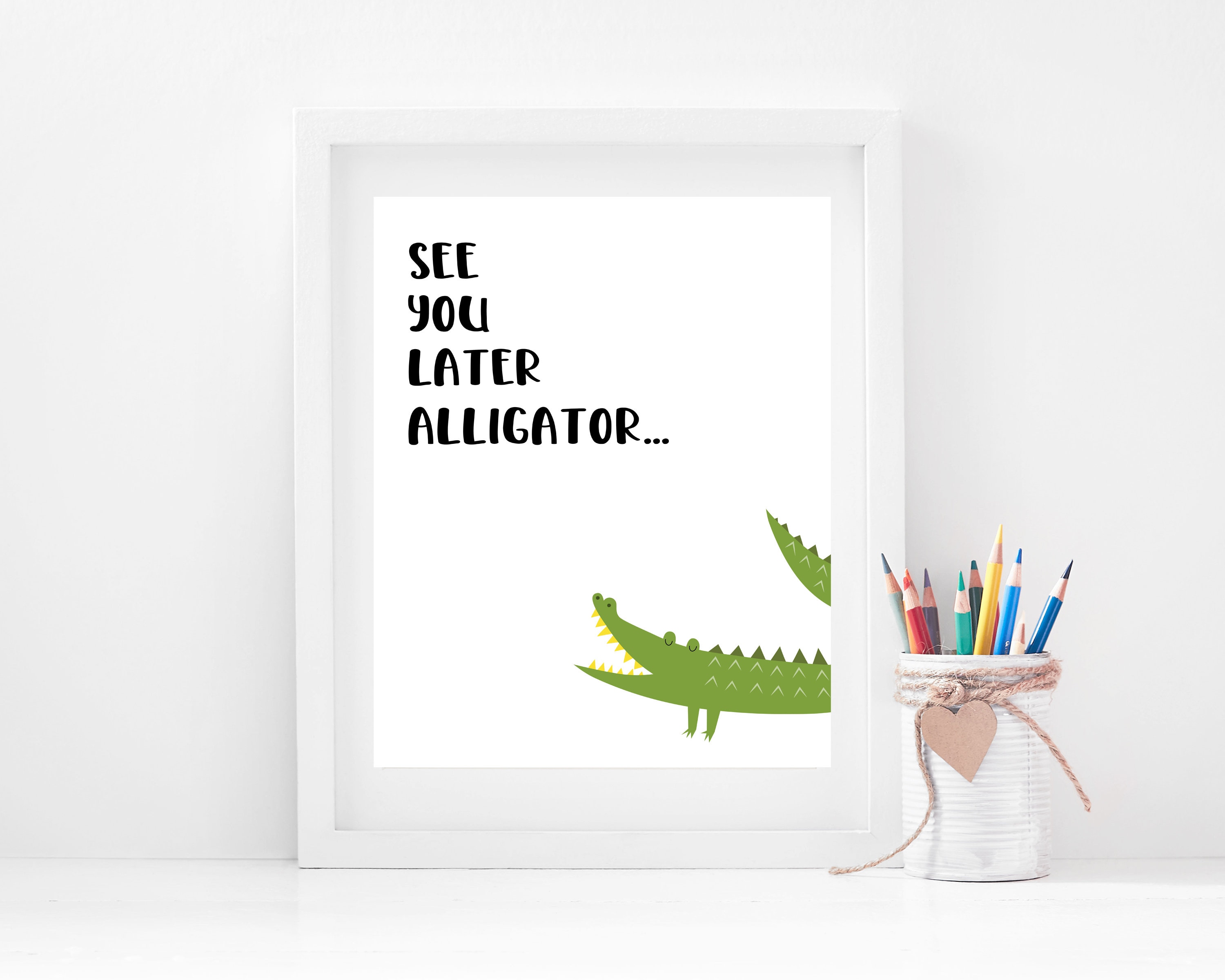 Alligator wall art See you later alligator art print | Etsy