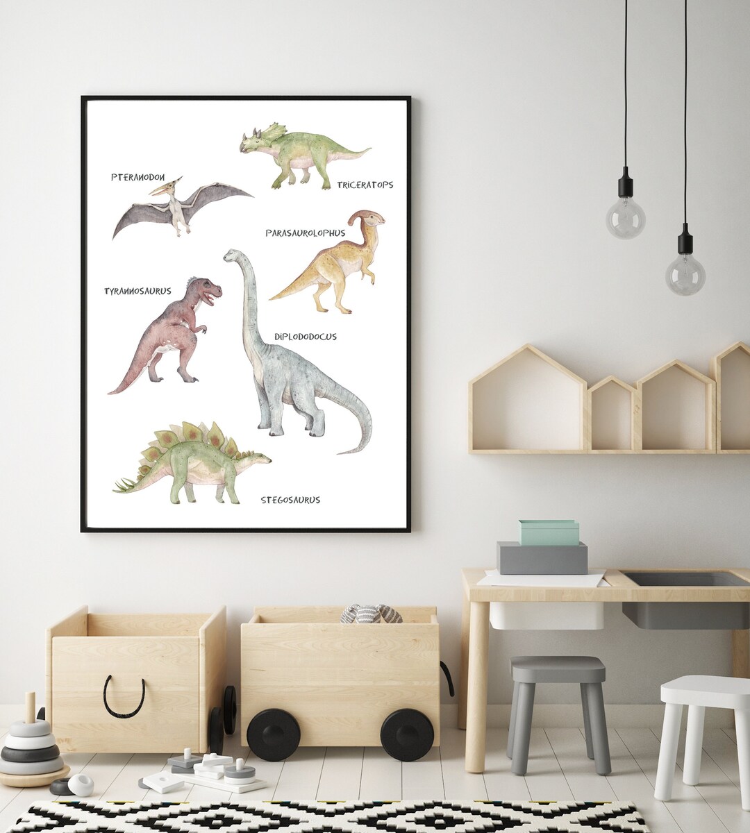 Dinosaur Decor - Dinosaur Poster - Watercolor Dinosaur - Printable ...