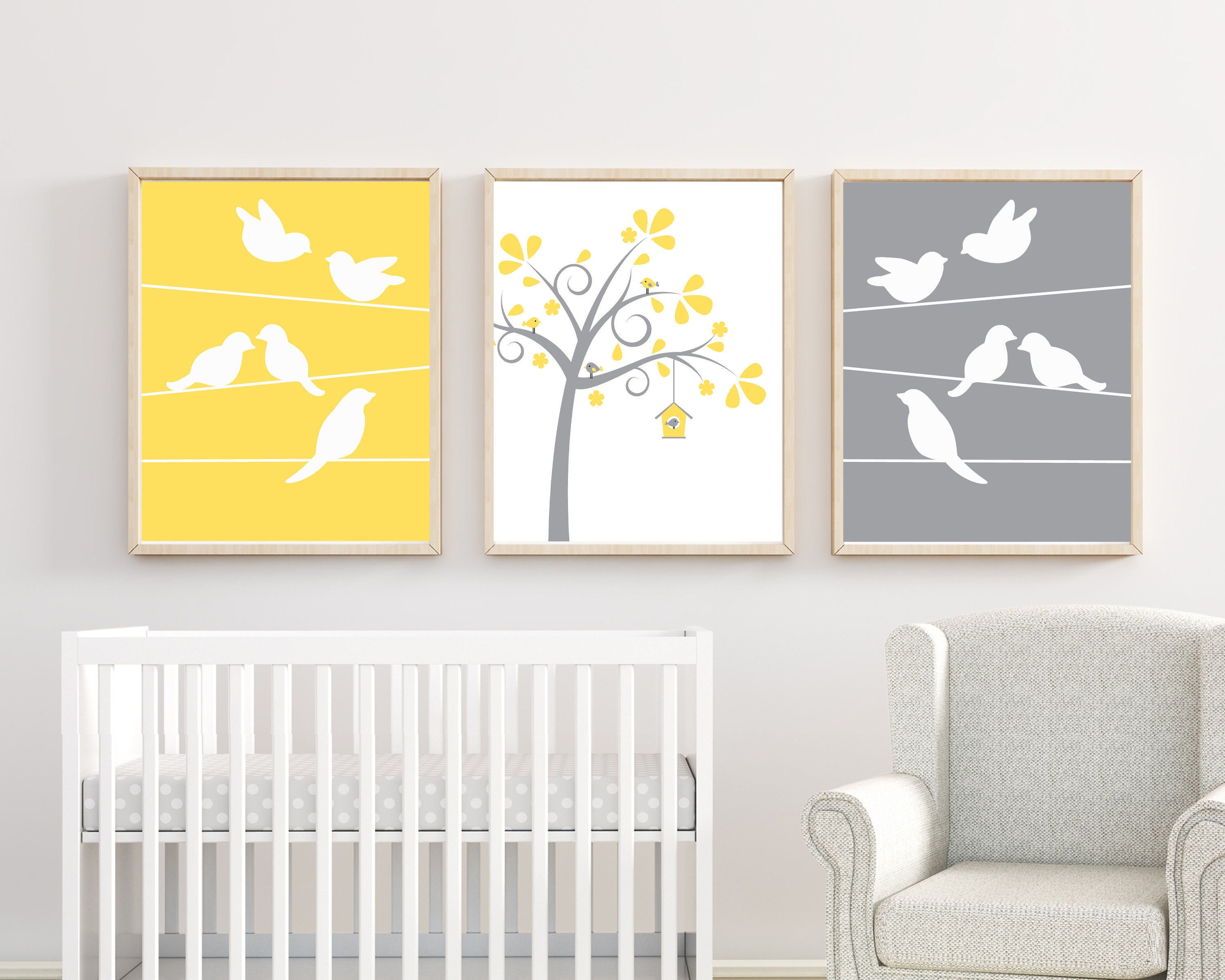 Bird Nursery Wall Art Print Bird and Trees Wall Art Prints | Etsy
