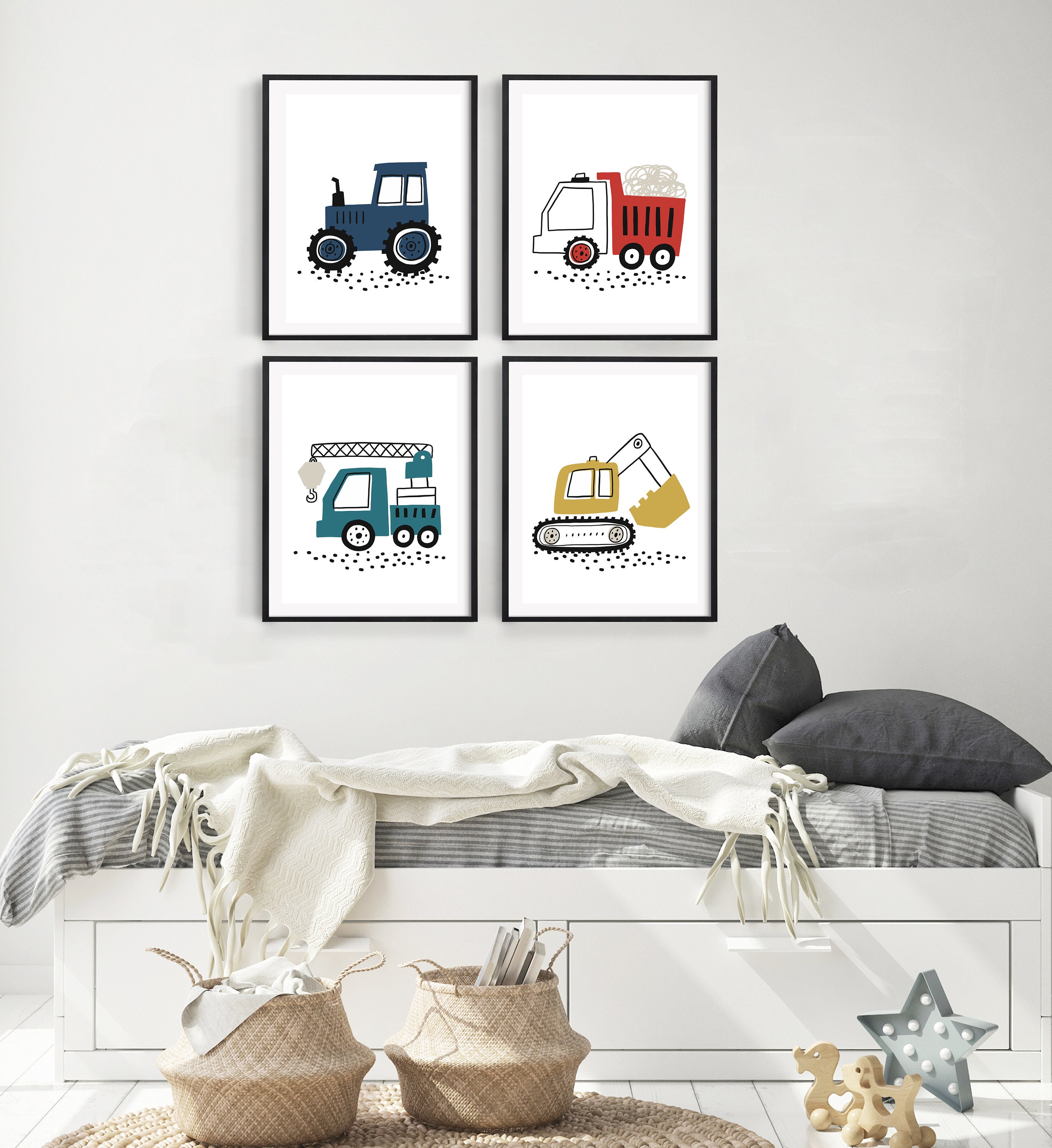 Construction Decor Boys Room Construction Prints - Etsy