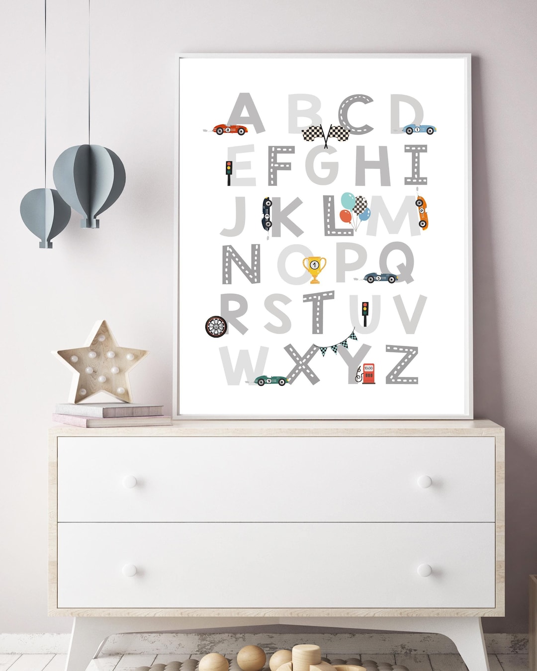 Race Car Decor - Alphabet - Baby Boy Nursery - Car Alphabet - ABC Wall ...