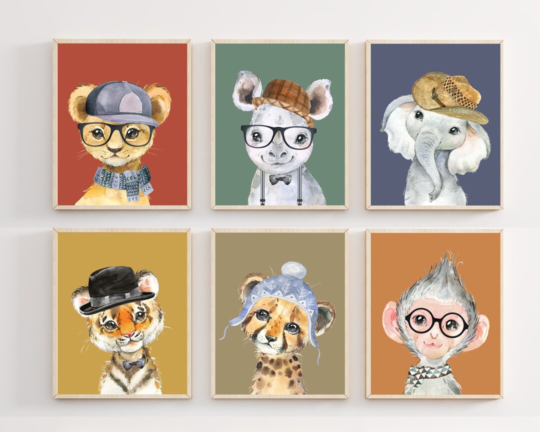Hipster Animal Print - Animals With Cloths Print - Fun Animal Art ...